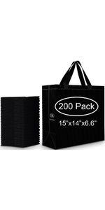 200 pack black reusable bag