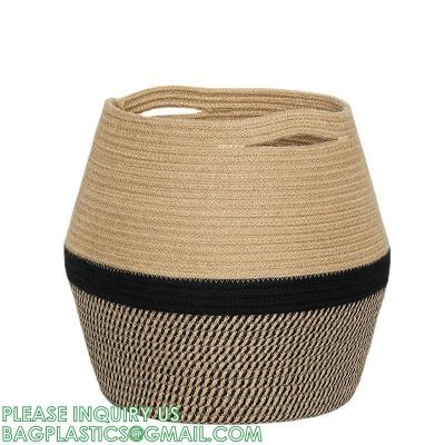 중국 Home Decoration Basket For Plants Cotton Rope Woven Rattan Flower Pots Planter Cotton Rope Woven Rattan Flower Pots 판매용