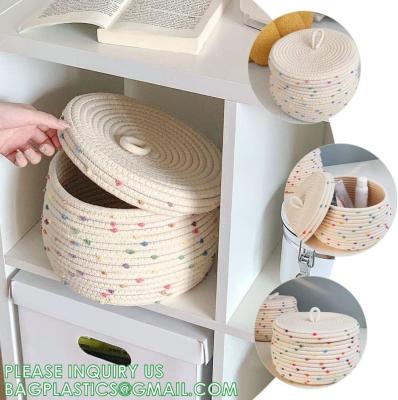 중국 storage Basket Decorative Rope Basket Wooden Bead Decoration For Blankets,Toys,Clothes,Shoes,Plant Organizer Bin 판매용