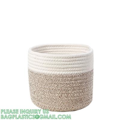 중국 storage Basket Decorative Rope Basket Wooden Bead Decoration For Blankets,Toys,Clothes,Shoes,Plant Organizer Bin 판매용