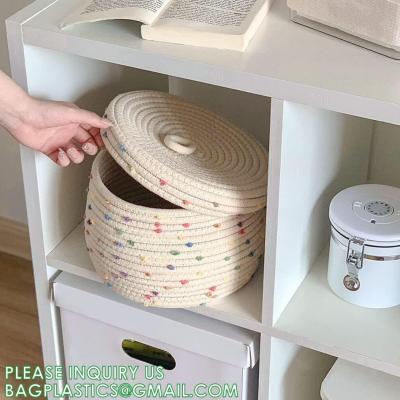 중국 storage Basket Decorative Rope Basket Wooden Bead Decoration For Blankets,Toys,Clothes,Shoes,Plant Organizer Bin 판매용