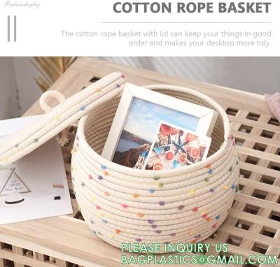 중국 storage Basket Decorative Rope Basket Wooden Bead Decoration For Blankets,Toys,Clothes,Shoes,Plant Organizer Bin 판매용
