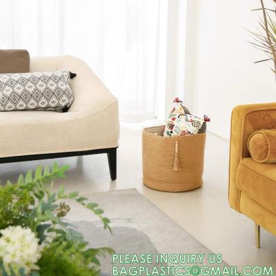 중국 storage Basket Decorative Rope Basket Wooden Bead Decoration For Blankets,Toys,Clothes,Shoes,Plant Organizer Bin 판매용