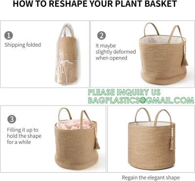 중국 storage Basket Decorative Rope Basket Wooden Bead Decoration For Blankets,Toys,Clothes,Shoes,Plant Organizer Bin 판매용