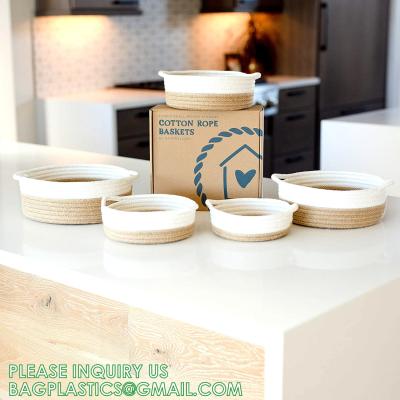 중국 storage Basket Decorative Rope Basket Wooden Bead Decoration For Blankets,Toys,Clothes,Shoes,Plant Organizer Bin 판매용