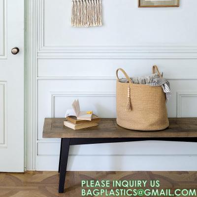중국 storage Basket Decorative Rope Basket Wooden Bead Decoration For Blankets,Toys,Clothes,Shoes,Plant Organizer Bin 판매용