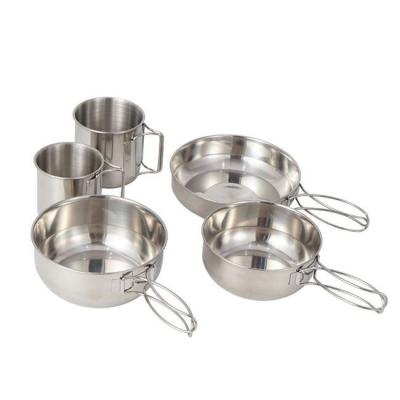 중국 Stainless Steel Camping Outdoor Cookware Mess Kit Set, Folding Cookset Camping Teapot and Pans Set Equipment 판매용