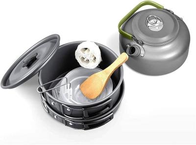 중국 Stainless Steel Camping Outdoor Cookware Mess Kit Set, Folding Cookset Camping Teapot and Pans Set Equipment 판매용
