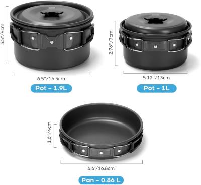 중국 Stainless Steel Camping Outdoor Cookware Mess Kit Set, Folding Cookset Camping Teapot and Pans Set Equipment 판매용