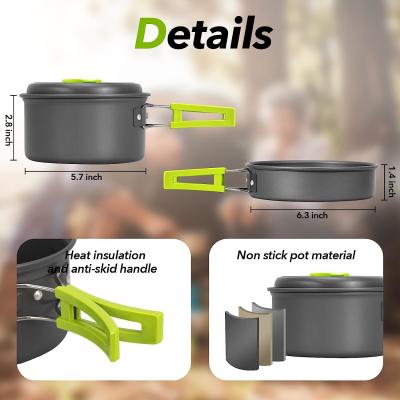 중국 Stainless Steel Camping Outdoor Cookware Mess Kit Set, Folding Cookset Camping Teapot and Pans Set Equipment 판매용