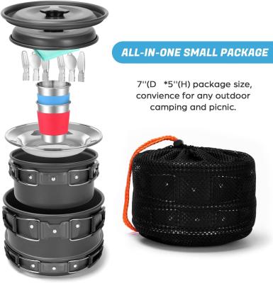 중국 Stainless Steel Camping Outdoor Cookware Mess Kit Set, Folding Cookset Camping Teapot and Pans Set Equipment 판매용