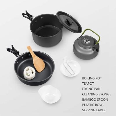 중국 Stainless Steel Camping Outdoor Cookware Mess Kit Set, Folding Cookset Camping Teapot and Pans Set Equipment 판매용