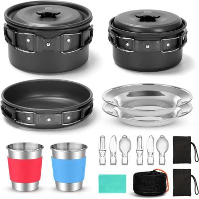 중국 Stainless Steel Camping Outdoor Cookware Mess Kit Set, Folding Cookset Camping Teapot and Pans Set Equipment 판매용