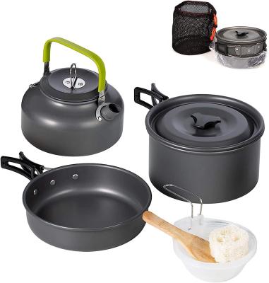중국 Stainless Steel Camping Outdoor Cookware Mess Kit Set, Folding Cookset Camping Teapot and Pans Set Equipment 판매용