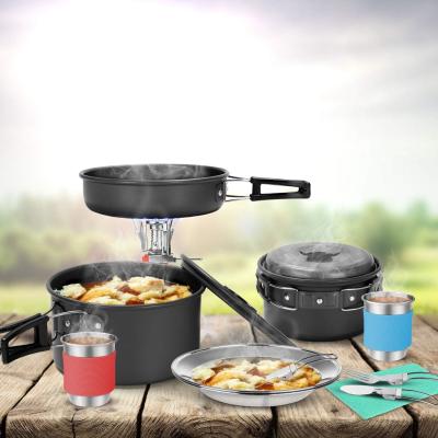 중국 Stainless Steel Camping Outdoor Cookware Mess Kit Set, Folding Cookset Camping Teapot and Pans Set Equipment 판매용