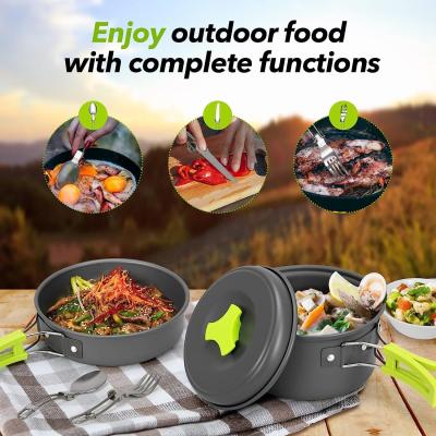 중국 Stainless Steel Camping Outdoor Cookware Mess Kit Set, Folding Cookset Camping Teapot and Pans Set Equipment 판매용