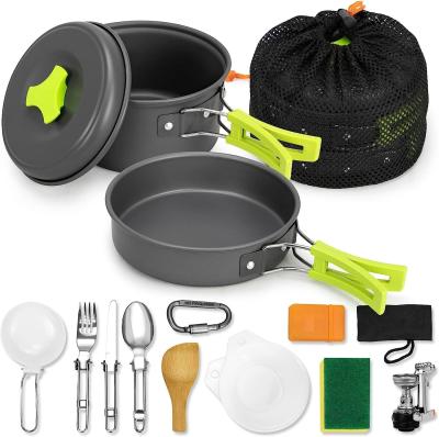 중국 Stainless Steel Camping Outdoor Cookware Mess Kit Set, Folding Cookset Camping Teapot and Pans Set Equipment 판매용