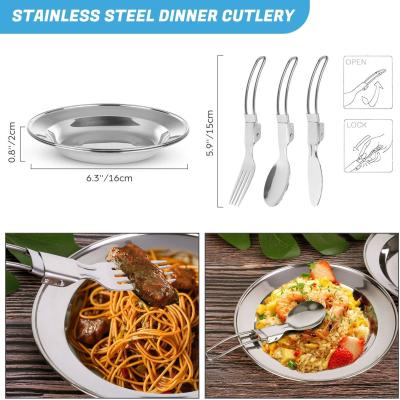 중국 Stainless Steel Camping Outdoor Cookware Mess Kit Set, Folding Cookset Camping Teapot and Pans Set Equipment 판매용