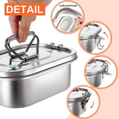 중국 Stainless Steel Bento Box Metal Lunch Box Containers Leak-proof For Adults Dual Tiers Metal Lunch Box Container 판매용