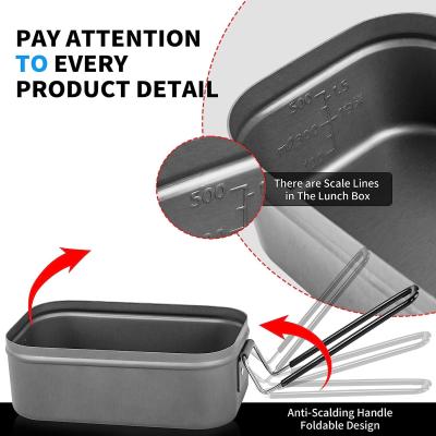 중국 Mess Tin Camping Bento Box Military Camping Cookware Kit Lunch Container Steaming Rack Set with Storage Bag Picnic 판매용