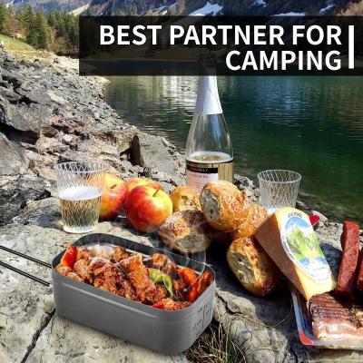 중국 Mess Tin Camping Bento Box Military Camping Cookware Kit Lunch Container Steaming Rack Set with Storage Bag Picnic 판매용