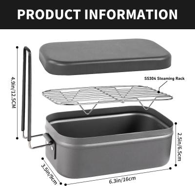중국 Mess Tin Camping Bento Box Military Camping Cookware Kit Lunch Container Steaming Rack Set with Storage Bag Picnic 판매용