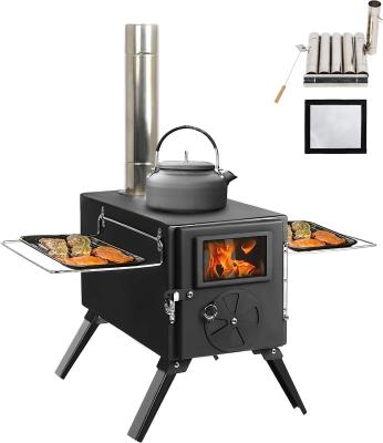 중국 Titanium Tent Wood Stove Oven Folding Portable Log Winter Camping Foldable Ultra Light Hiking Cooking Bbq Chimney 판매용
