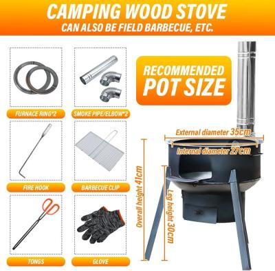 중국 Titanium Tent Wood Stove Oven Folding Portable Log Winter Camping Foldable Ultra Light Hiking Cooking Bbq Chimney 판매용