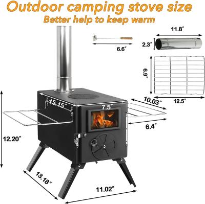 중국 Titanium Tent Wood Stove Oven Folding Portable Log Winter Camping Foldable Ultra Light Hiking Cooking Bbq Chimney 판매용