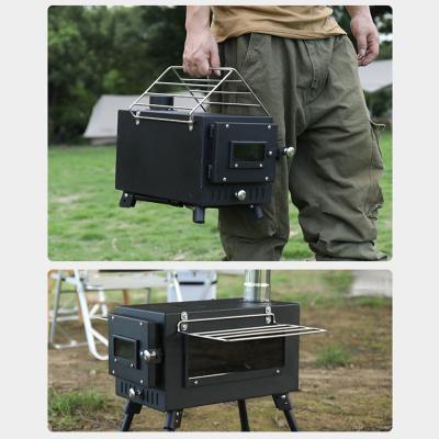 중국 Titanium Tent Wood Stove Oven Folding Portable Log Winter Camping Foldable Ultra Light Hiking Cooking Bbq Chimney 판매용