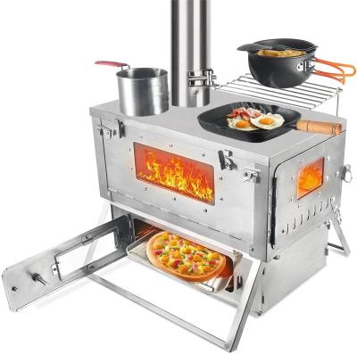 중국 Titanium Tent Wood Stove Oven Folding Portable Log Winter Camping Foldable Ultra Light Hiking Cooking Bbq Chimney 판매용