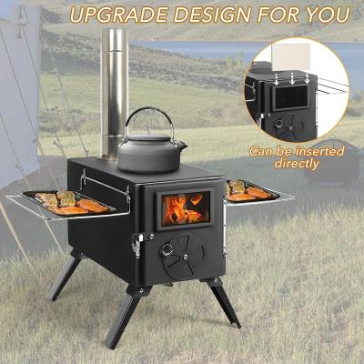 중국 Titanium Tent Wood Stove Oven Folding Portable Log Winter Camping Foldable Ultra Light Hiking Cooking Bbq Chimney 판매용