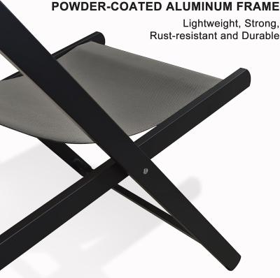 중국 Patio Sling Chairs Outdoor Portable Folding Adjustable Beach Chairs Polyester Fabric Aluminum Chair Set Cushion 판매용