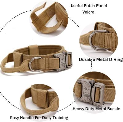 중국 Tactical Dog Collar Military Dog Collar Nylon Dog Collar Heavy Duty Metal Buckle with Handle for Dog Training 판매용