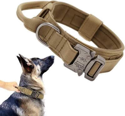 중국 Tactical Dog Collar Military Dog Collar Nylon Dog Collar Heavy Duty Metal Buckle with Handle for Dog Training 판매용