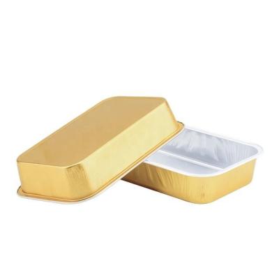 중국 Golden Aluminum Foil Pan Disposable Foil Fast Food Container To Takeout Cake Trays Boxes Foil Container Food Pack 판매용