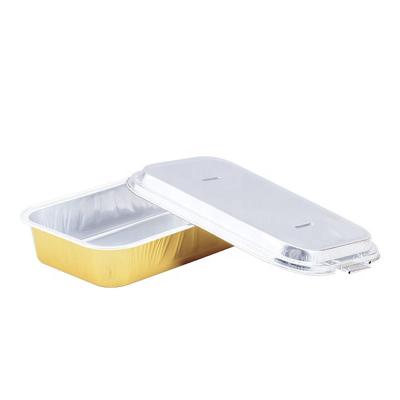 중국 Golden Aluminum Foil Pan Disposable Foil Fast Food Container To Takeout Cake Trays Boxes Foil Container Food Pack 판매용