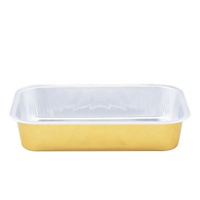 중국 Golden Aluminum Foil Pan Disposable Foil Fast Food Container To Takeout Cake Trays Boxes Foil Container Food Pack 판매용
