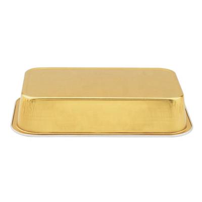 중국 Golden Aluminum Foil Pan Disposable Foil Fast Food Container To Takeout Cake Trays Boxes Foil Container Food Pack 판매용