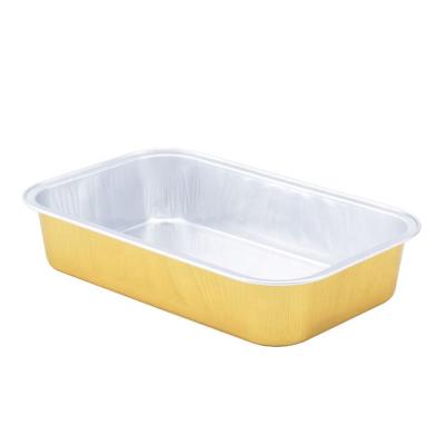 중국 Golden Aluminum Foil Pan Disposable Foil Fast Food Container To Takeout Cake Trays Boxes Foil Container Food Pack 판매용
