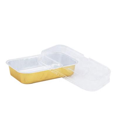 중국 Golden Aluminum Foil Pan Disposable Foil Fast Food Container To Takeout Cake Trays Boxes Foil Container Food Pack 판매용