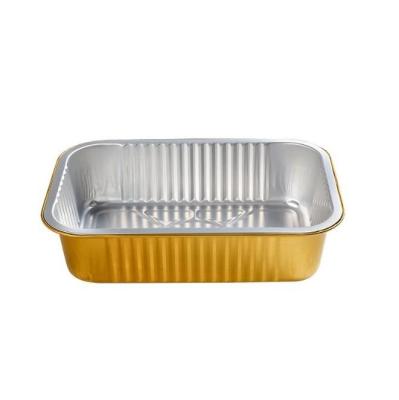 중국 Golden Aluminum Foil Pan Disposable Foil Fast Food Container To Takeout Cake Trays Boxes Foil Container Food Pack 판매용