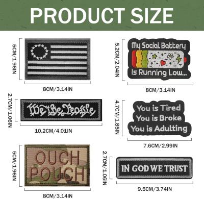 China Garment Accessories, Tactical Morale Patch Bundle, Full Embroidery Loop And Hook Patches Set For Caps, Bags, Backpacks, Vest, ornaments Uniforms,Tactical Gears for sale