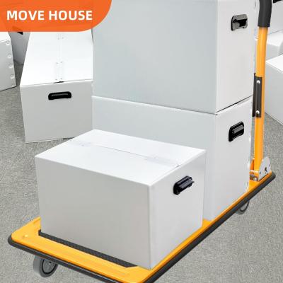 China Plastic Storage Bins With Lids Containers Collapsible Moving Boxes With Handles Stackable Storage Bins,Double-Layer Hollow Shock-Absorbing Material,White for sale