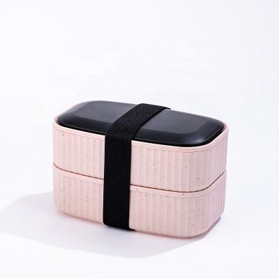 Take Away Lunch Box Food Grade Banana Leaf Design Black Plastic BPA Free Double