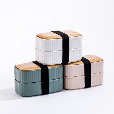 2-Layer Eco Fridge Food Container Set with Sustainable Bamboo Lid and Customized