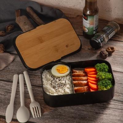 Leak-Proof Plastic BPA-Free Eco Bamboo Bento Lunch Box for Freezer and Microwave