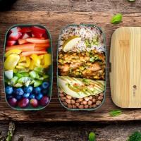 Quality T119A Eco Friendly Bamboo Yumbox with Leakproof Cutlery 201*125*125mm for sale