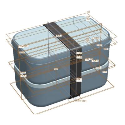 China Large Capacity 2000ml 2-layer BPA Free PP Pink Custom Storage Containers Box with Cutlery for sale