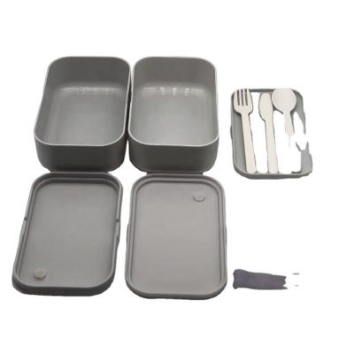 China Large Capacity 2000ml 2-layer BPA Free PP Pink Custom Storage Containers Box with Cutlery for sale